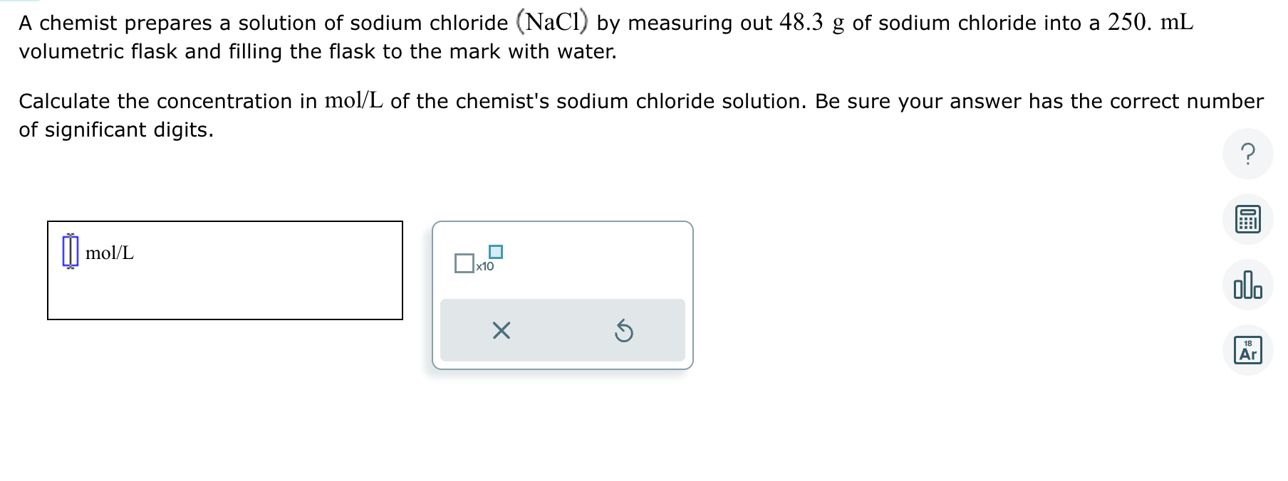 Solved A chemist prepares a solution of sodium chloride | Chegg.com