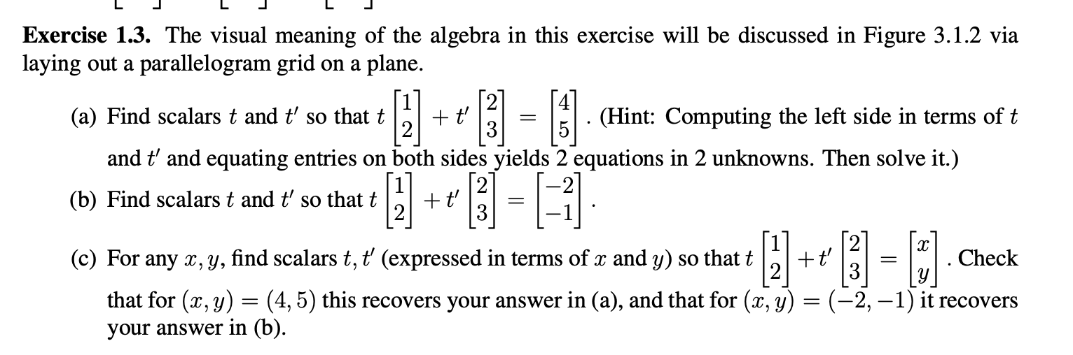 Solved Exercise 1.3. The visual meaning of the algebra in | Chegg.com