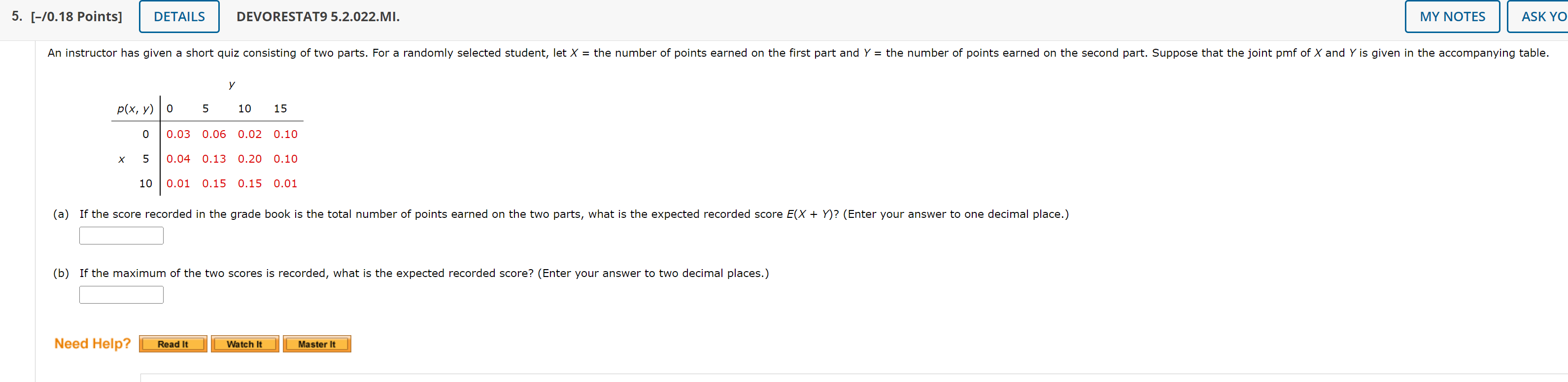 Solved (b) If the maximum of the two scores is recorded, | Chegg.com
