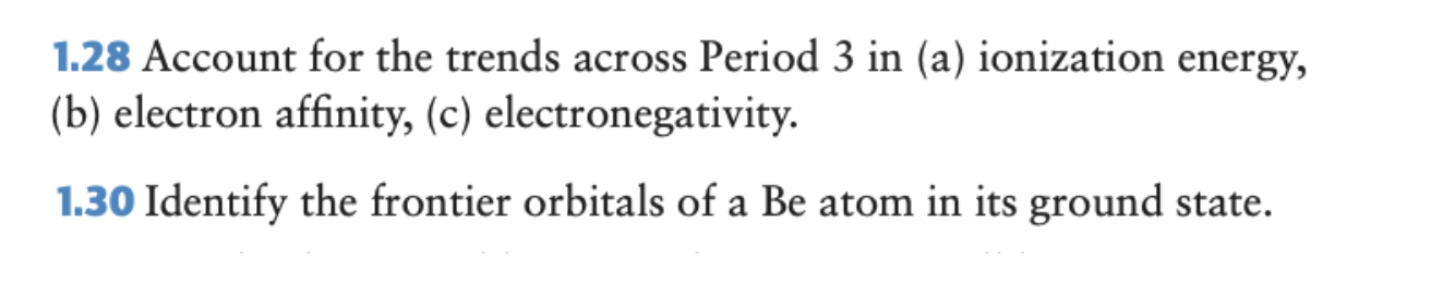 Solved 1.28 Account for the trends across Period 3 in (a) | Chegg.com