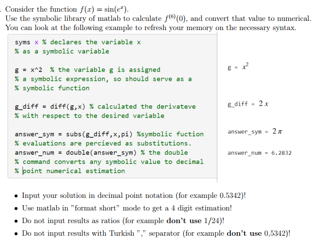 Solved - Consider the function f(x) = sin(e"). Use the | Chegg.com