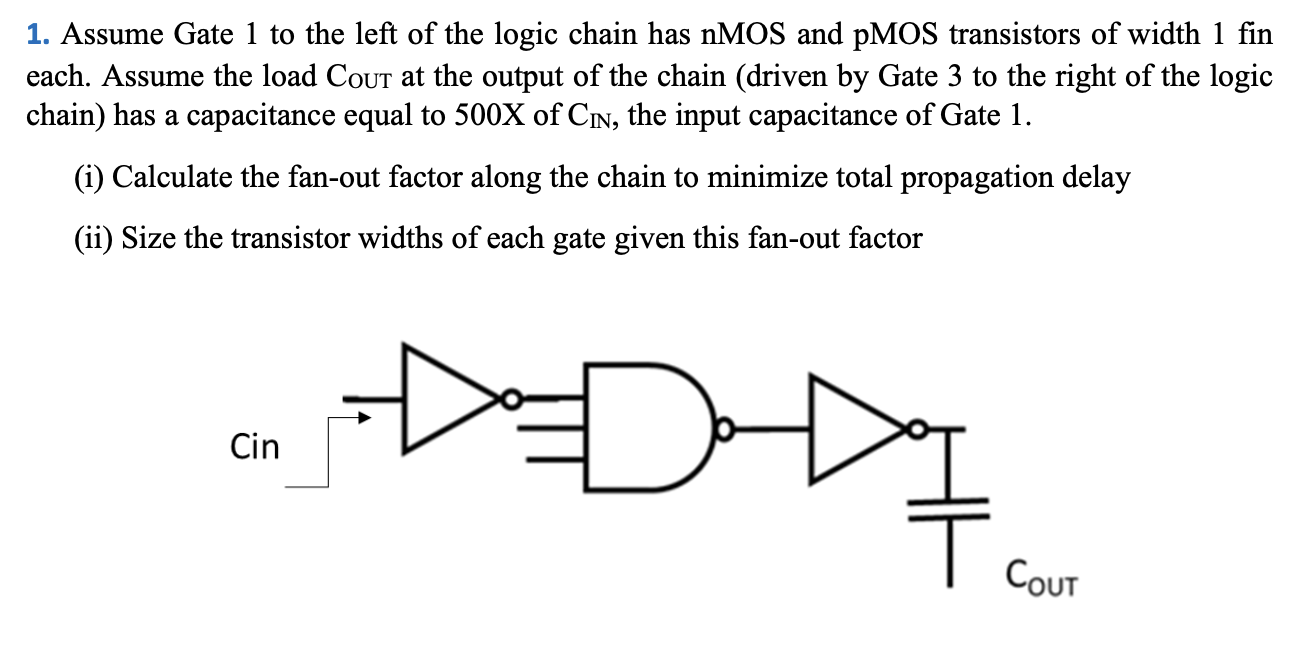 Solved 1. Assume Gate 1 to the left of the logic chain has | Chegg.com