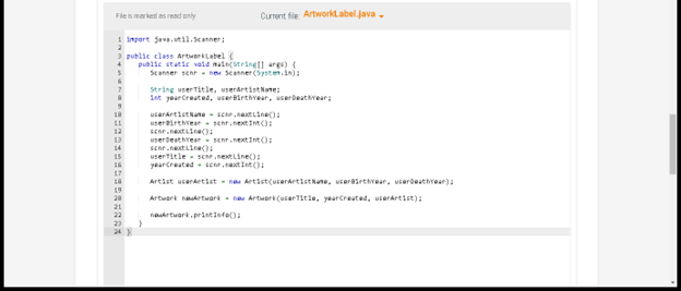 Solved 4.27 LAB: Artwork label (classes/constructors) | Chegg.com