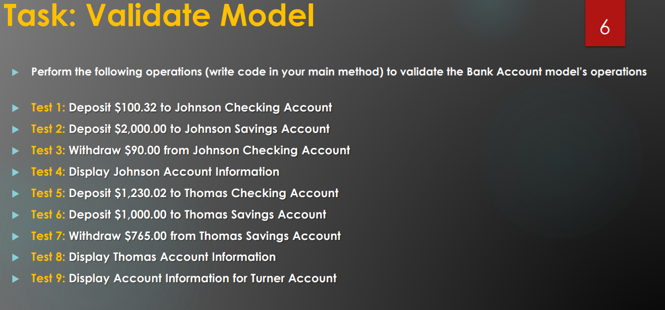 Solved General: Bank Account Model 3 A bank account is a | Chegg.com