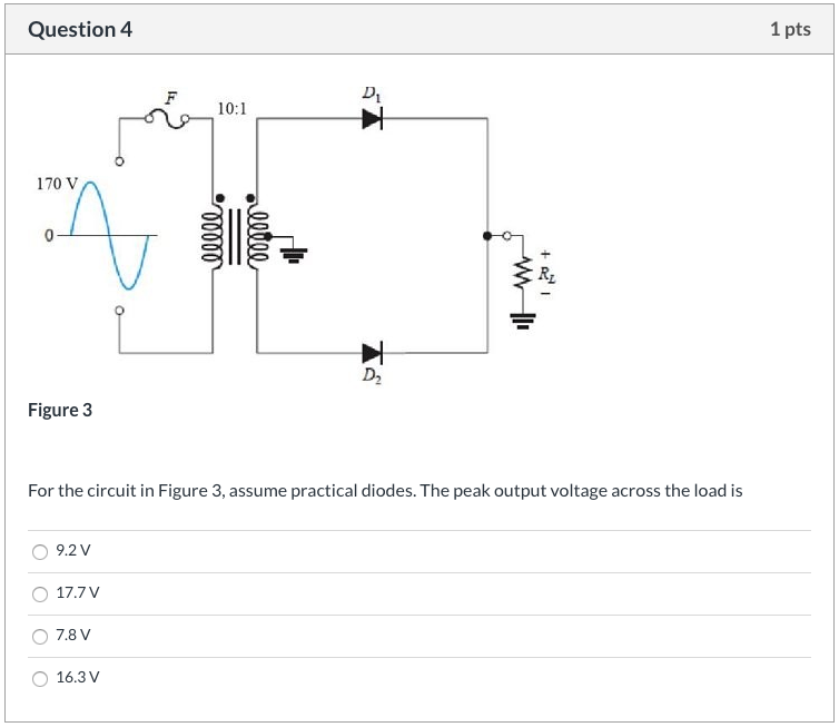 Solved For the circuit in Figure 3, assume practical diodes. | Chegg.com