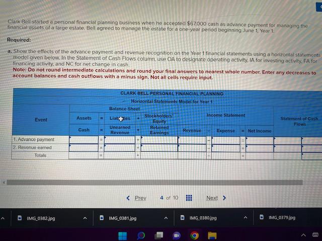 Solved Clark Beli started a personal financiat planning | Chegg.com