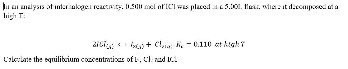 Solved In an analysis of interhalogen reactivity, 0.500 mol | Chegg.com