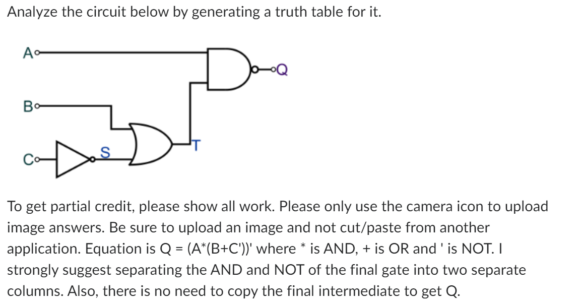 Solved Analyze the circuit below by generating a truth table | Chegg.com