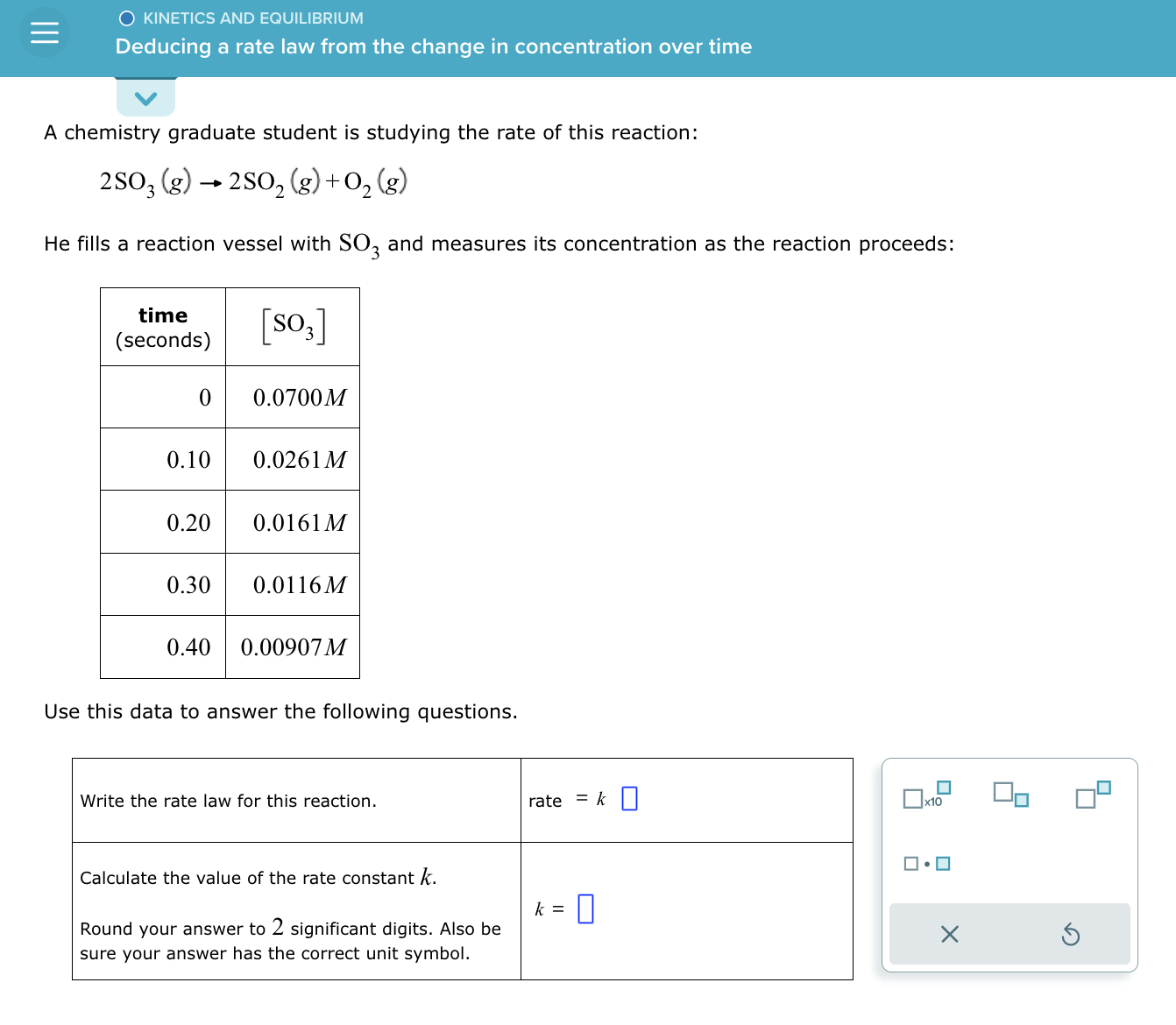 Solved KINETICS AND EQUILIBRIUM Deducing a rate law from the | Chegg.com