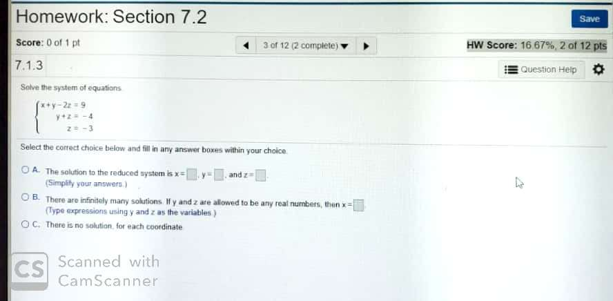 Solved Save Homework Section 7 2 Score 0 Of 1 Pt 7 1 3 3