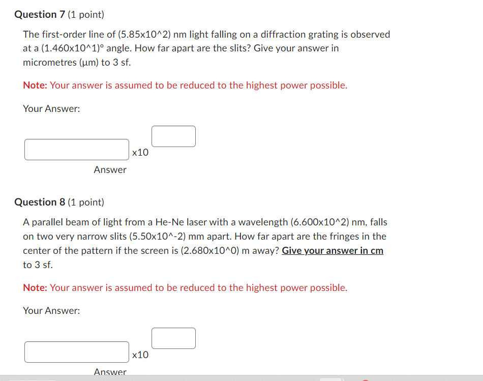 Solved The first-order line of (5.85×10∧2)nm light falling | Chegg.com