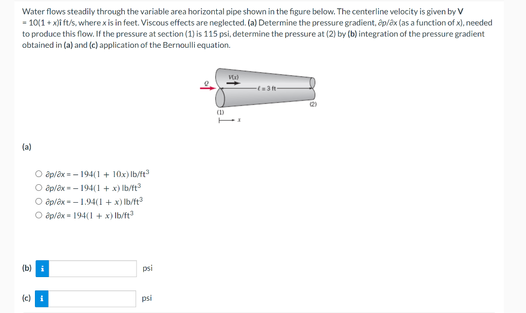 Solved Water flows steadily through the variable area | Chegg.com