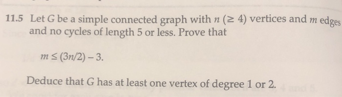 Solved 11.5 Let G be a simple connected graph with n (2 4) | Chegg.com