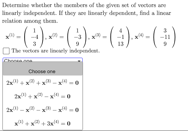 Solved Determine whether the members of the given set of | Chegg.com