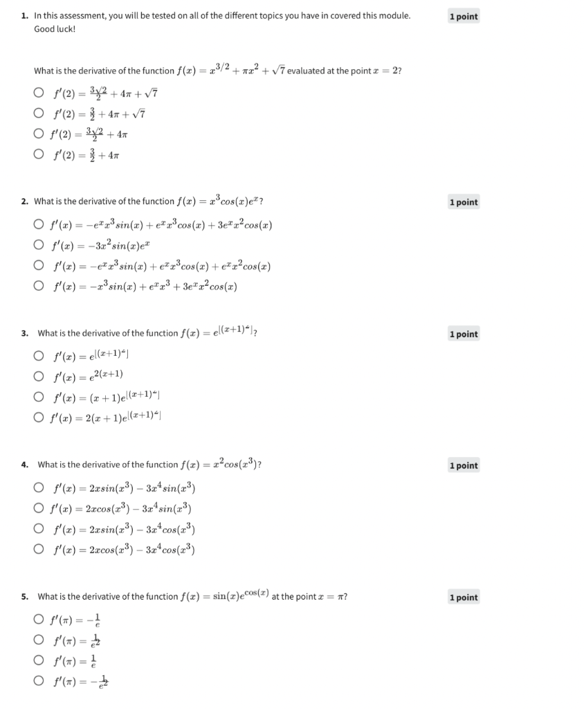 Solved 1. In the following quiz, you will practice using the | Chegg.com