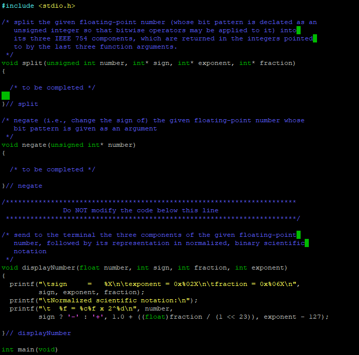 Solved In C, Modify the given code where it says To Be | Chegg.com