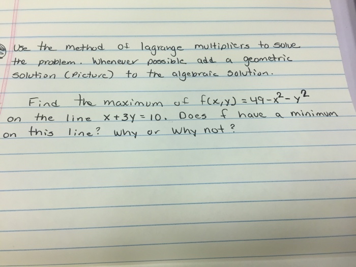 Solved Use the method of Lagrange multipliers to solve the | Chegg.com