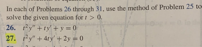 Solved In each of Problems 26 through 31, use the method of | Chegg.com