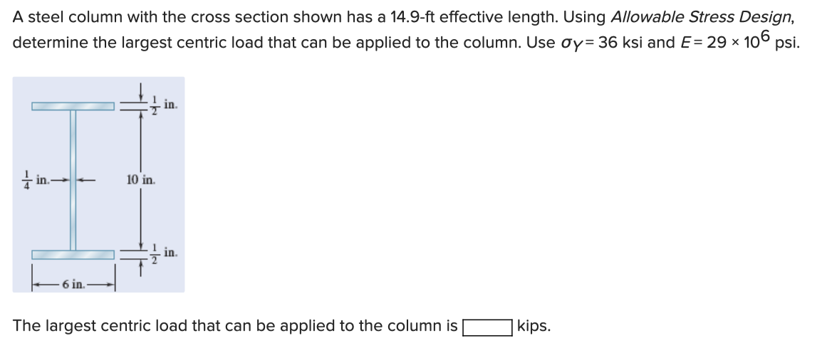 Solved A Steel Column With The Cross Section Shown Has A Chegg