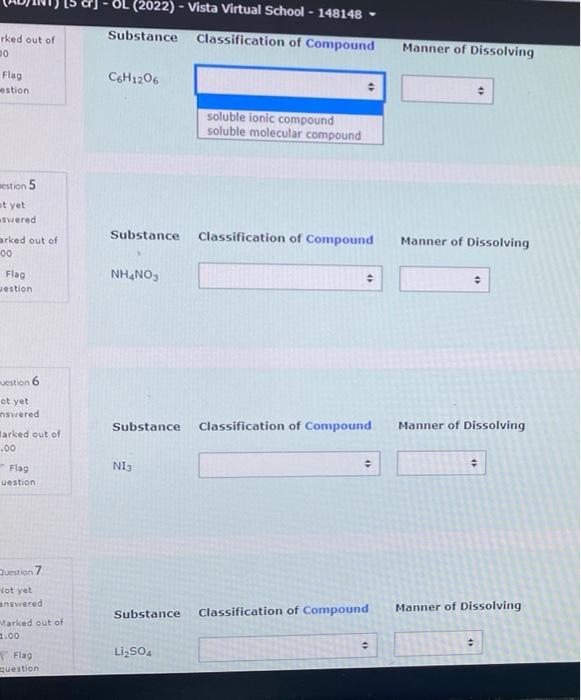 Solved For each of the following, identify the formulas of | Chegg.com