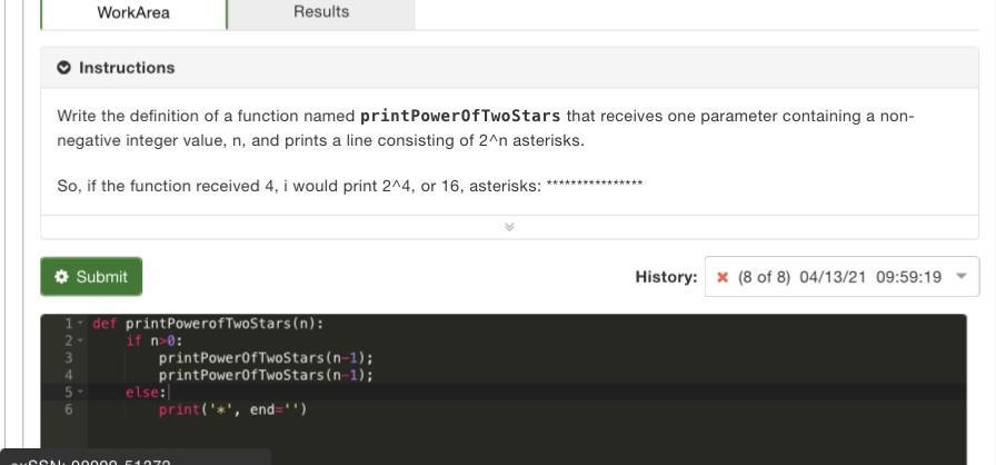 Solved WorkArea Results Instructions Write the definition of | Chegg.com