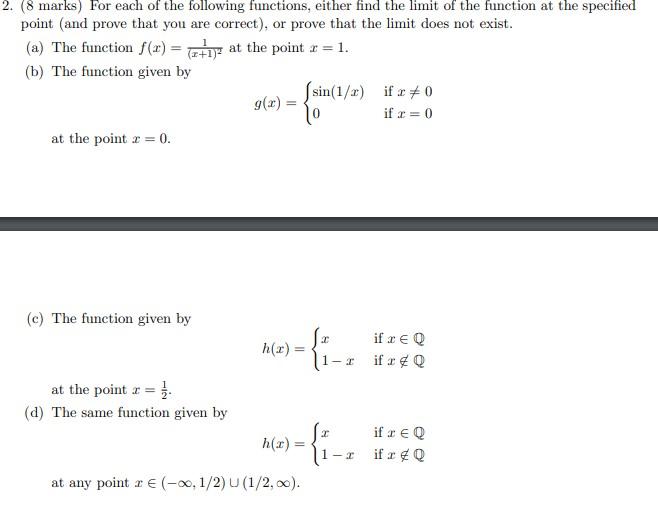 Solved ( 8 marks) For each of the following functions, | Chegg.com