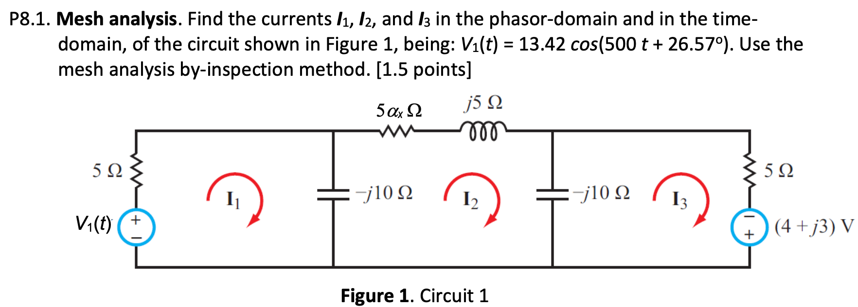 Solved 8.1. Mesh analysis. Find the currents I1,I2, and I3 | Chegg.com