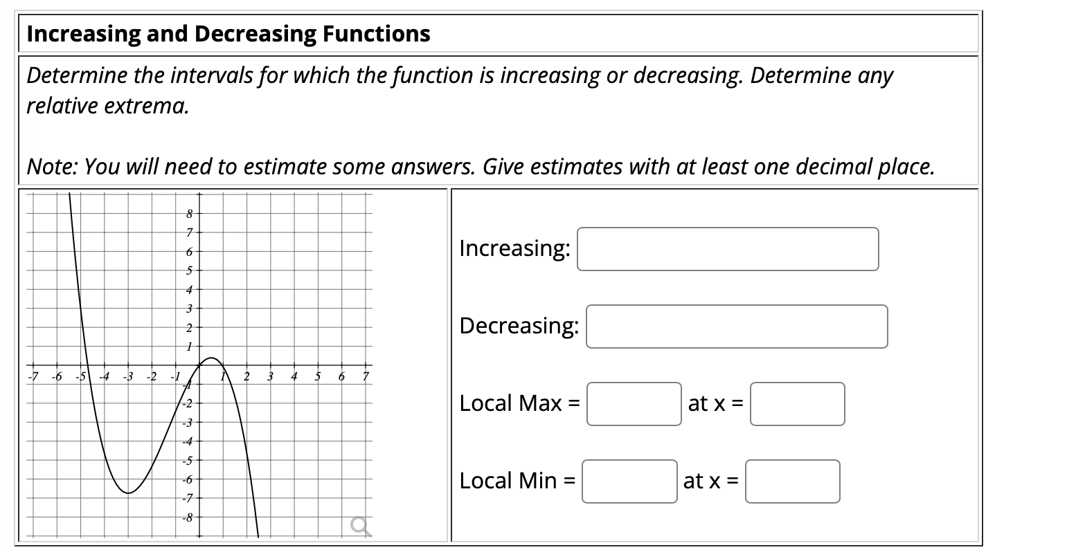 Solved Increasing and Decreasing FunctionsDetermine the | Chegg.com