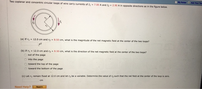 Solved Two coplanar and concentric circular loops of wire | Chegg.com