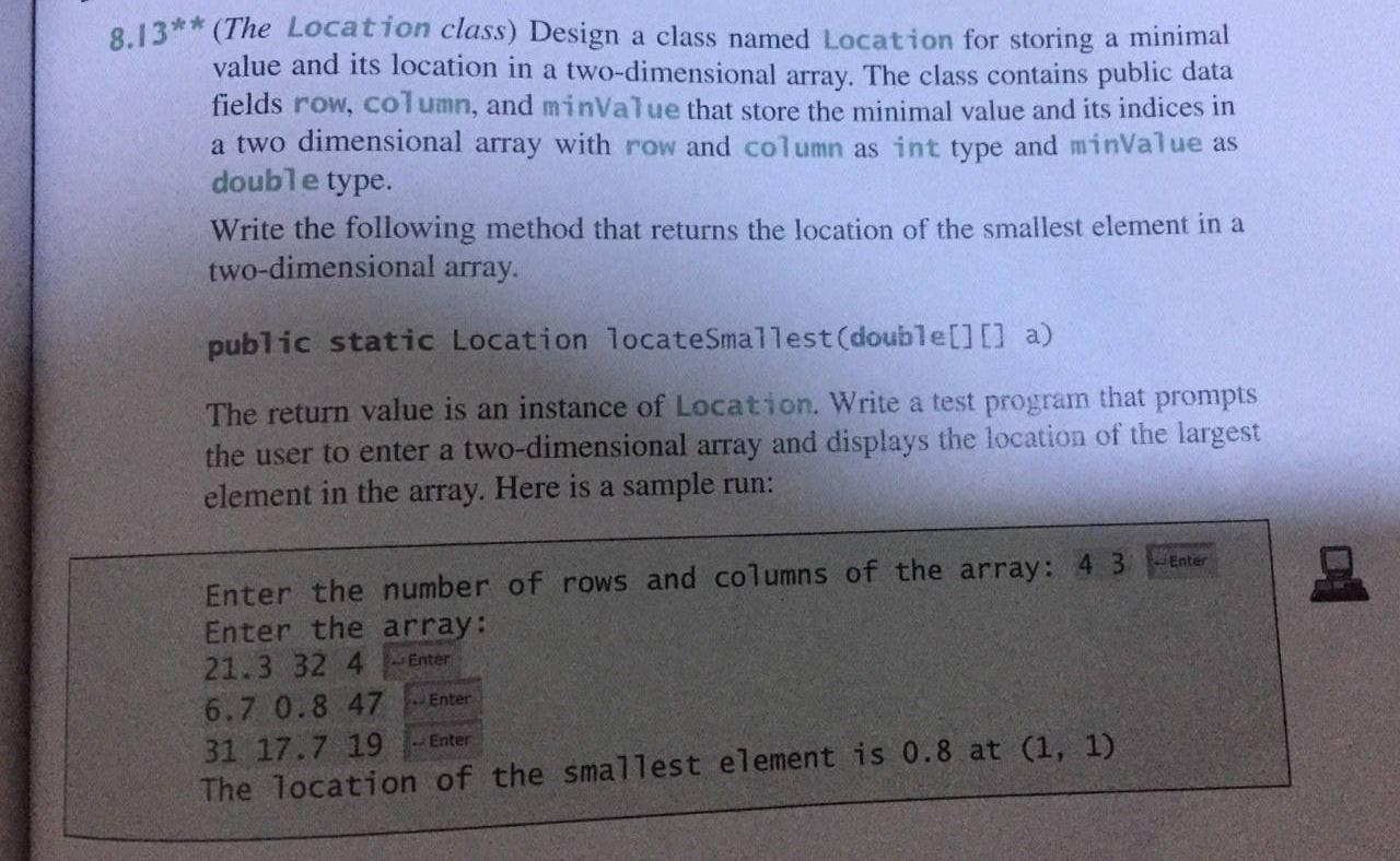 Solved 813 The Location Class Design A Class Named 