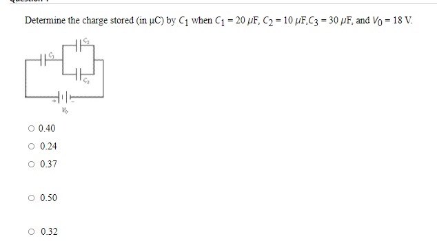 Solved Determine the charge stored in uC) by C1 when C1 = 20 | Chegg.com