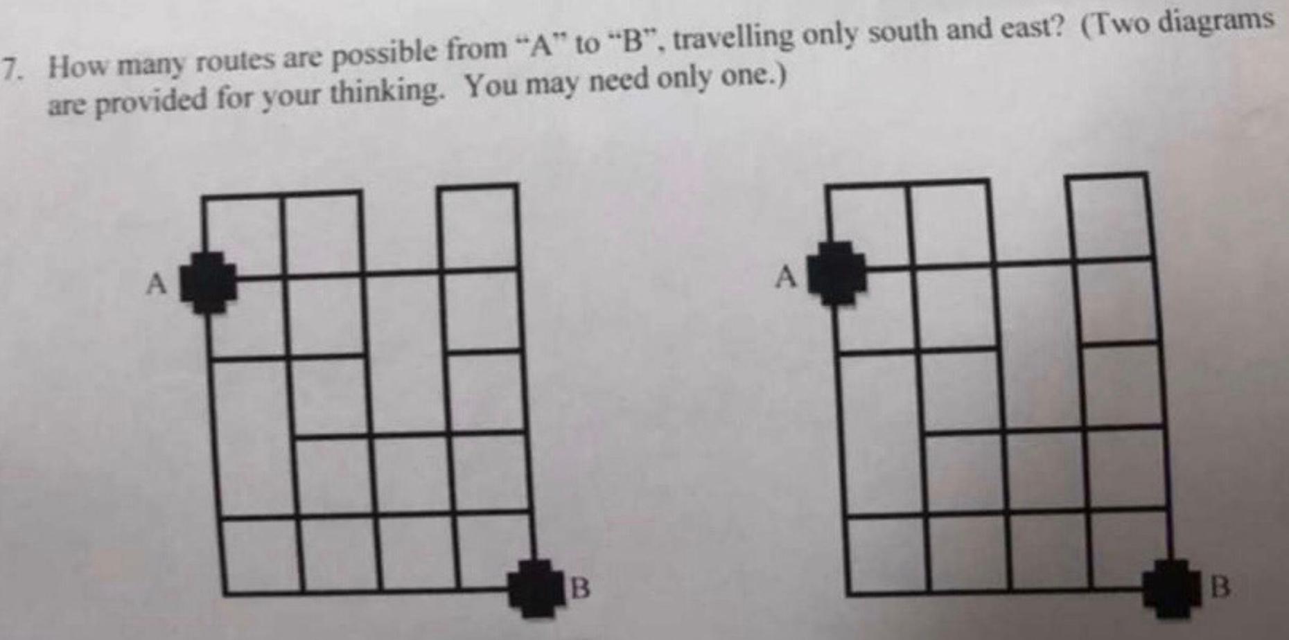 Solved 7. How many routes are possible from "A" to "B". | Chegg.com