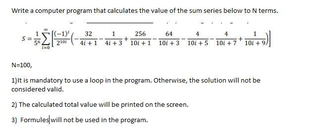 Write a computer program that calculates the value of | Chegg.com