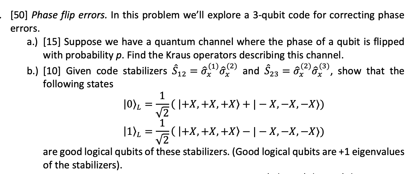 Solved [50] Phase flip errors. In this problem we'll explore | Chegg.com