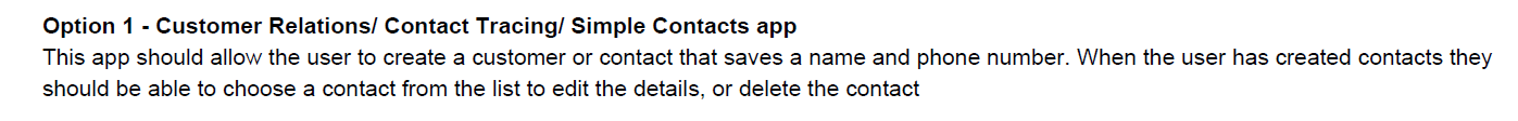 Solved Option 1 - Customer Relations/ Contact Tracing/ | Chegg.com