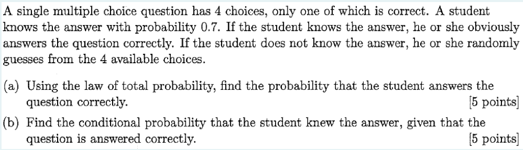Solved A single multiple choice question has 4 choices, only | Chegg.com
