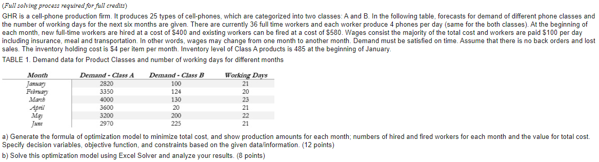 Solved For excel solver step, please show the cell formulas, | Chegg.com