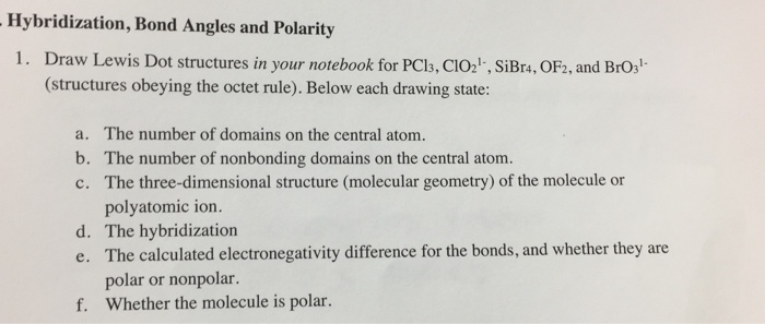 Solved Hybridization, Bond Angles and Polarity Draw Lewis | Chegg.com