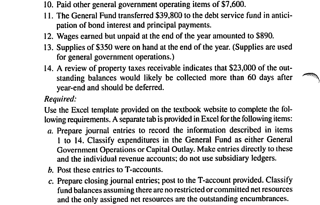 Solved Excel-Based Problems 4–11. Jefferson County's General | Chegg.com
