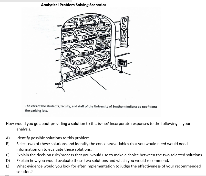 Solved Analytical Problem Solving Scenario: The cars of the | Chegg.com