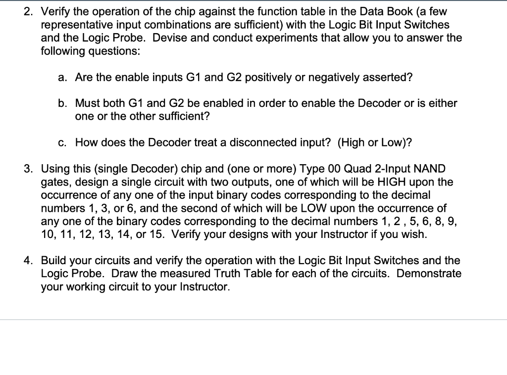 Solved 1. Study the 74154 Decoder Chip, as described in the | Chegg.com