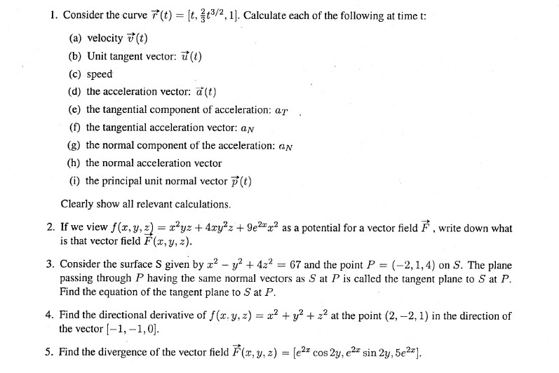 Solved l. Consider the curve 7(t) = [t3t3/2, il Calculate | Chegg.com