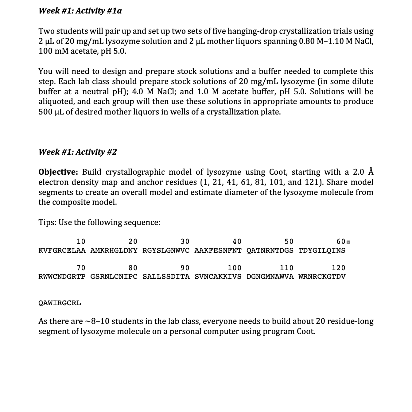 Solved Week #1: Activity #1aTwo students will pair up and | Chegg.com