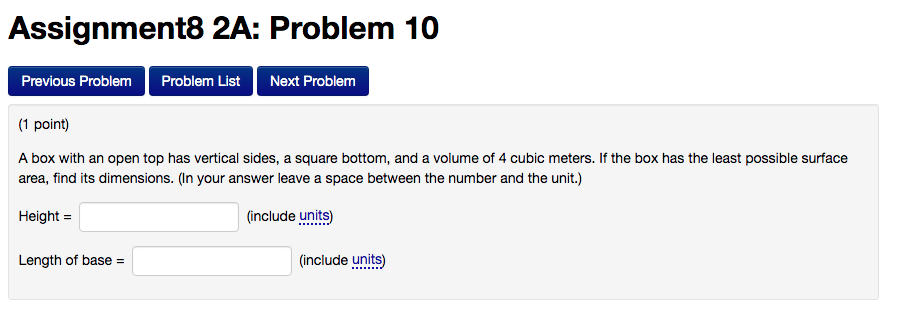 Solved Assignments 2a Problem 10 Previous Problem Problem 