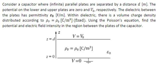 Solved Consider a capacitor where infinite) parallel plates | Chegg.com