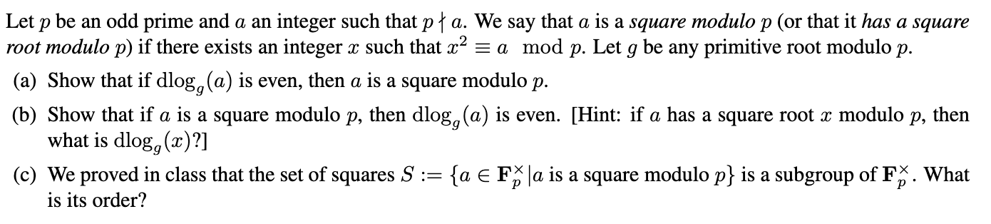 Solved Let p be an odd prime and a an integer such that pła. | Chegg.com
