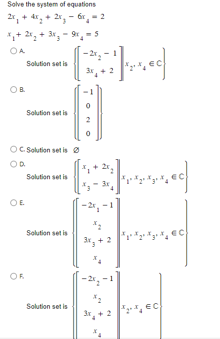 Solved Solve the system of equations | Chegg.com