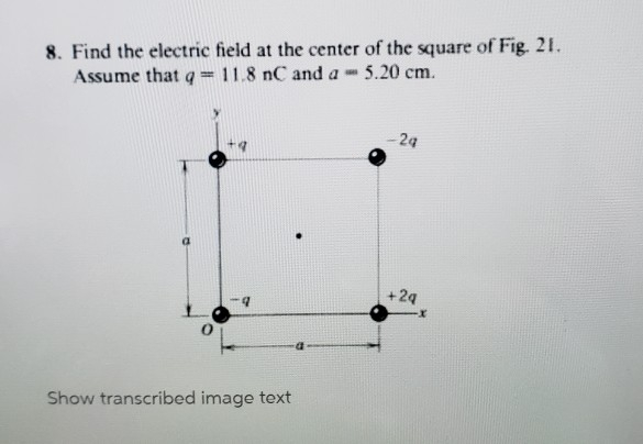 Solved 8. Find the electric field at the center of the | Chegg.com
