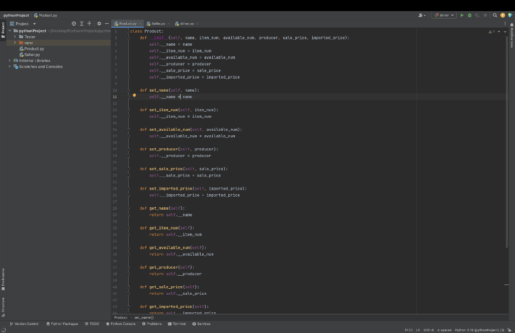Solved #Code for the Product Module: class Product: def | Chegg.com