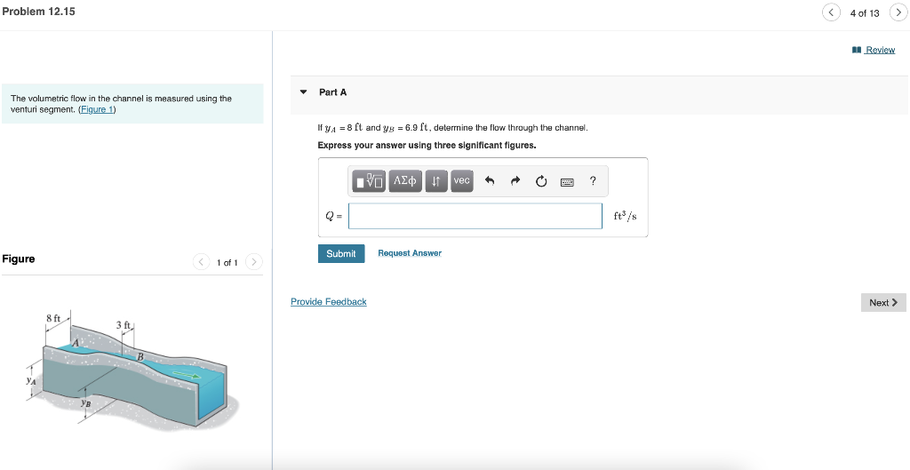 Solved If yAyA = 8 ftft and yByB = 6.9 ftft, determine the | Chegg.com